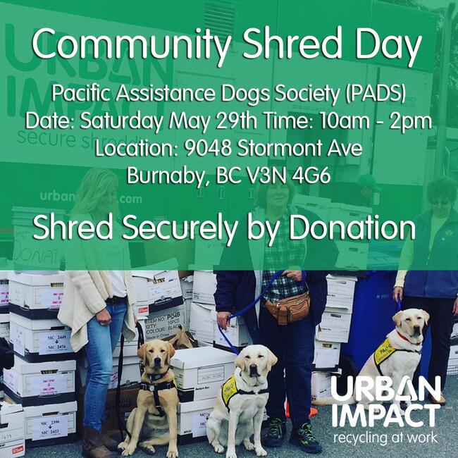 Pacific Assistance Dogs Society Shred Day | Urban Impact